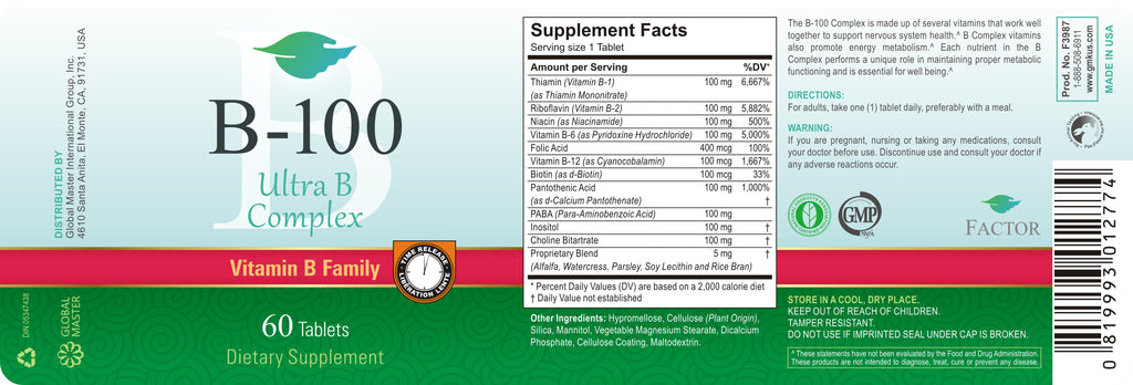 B-100 (Ultra B-Complex) Time Release – Global Master